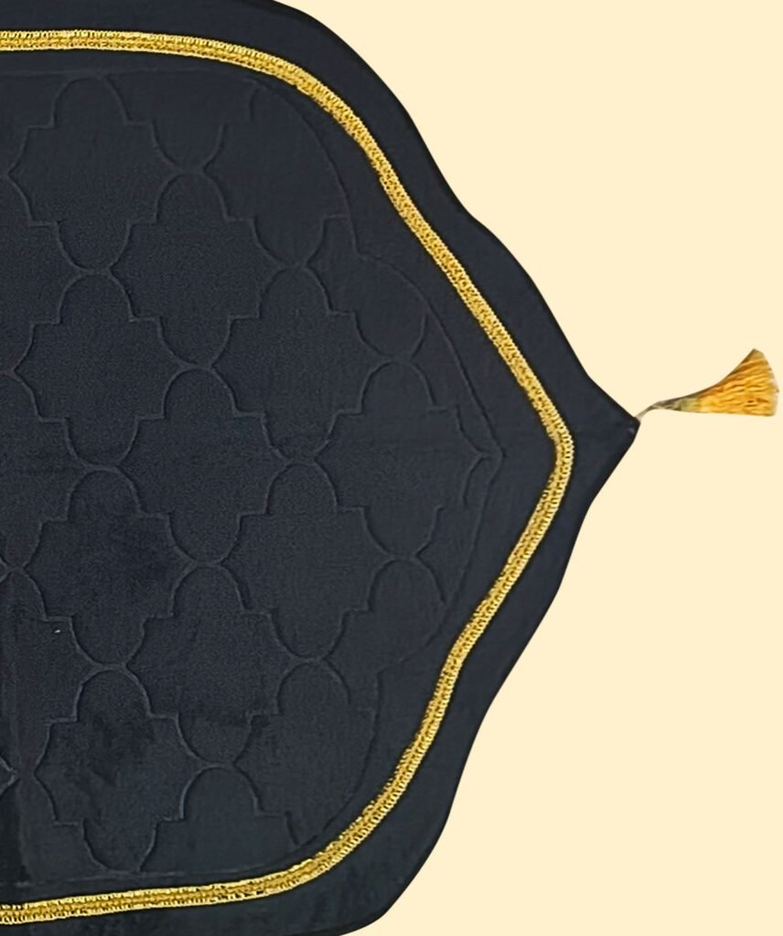 Premium Velvet Prayer Mat - Janamaz (Black) - Paradise Blooom