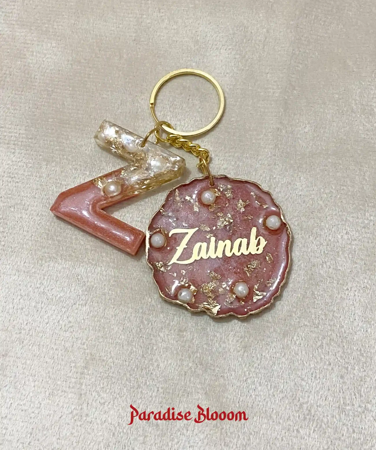 Resin Keychain with Arabic Name & Initial Letter - Paradise Blooom